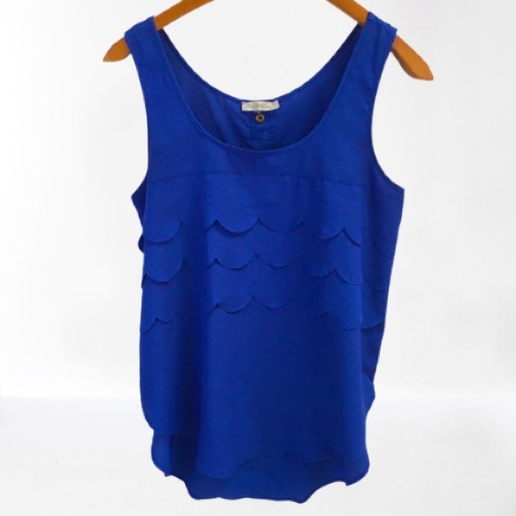 ISSI | Tops | Royal Blue Flowy Scalloped Tank Top | Poshmark
